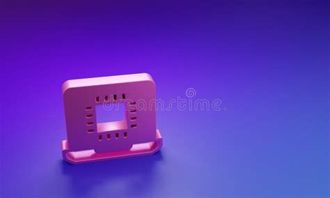 Pink Computer Processor With Microcircuits Cpu Icon Isolated On Purple