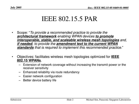PPT Project IEEE P802 15 Working Group For Wireless Personal Area Networks WPANs PowerPoint