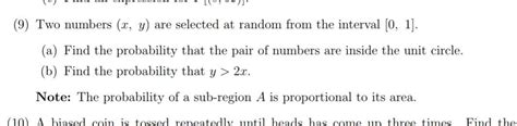 Solved 9 Two Numbers Xy Are Selected At Random From The