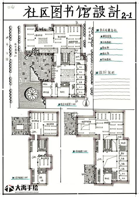 大禹精品建筑【社区图书馆设计】快题方案安安的静静 站酷zcool