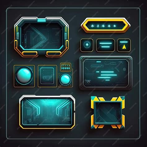 Premium Photo | Design rectangle frame game ai generated interface background gui button element ...