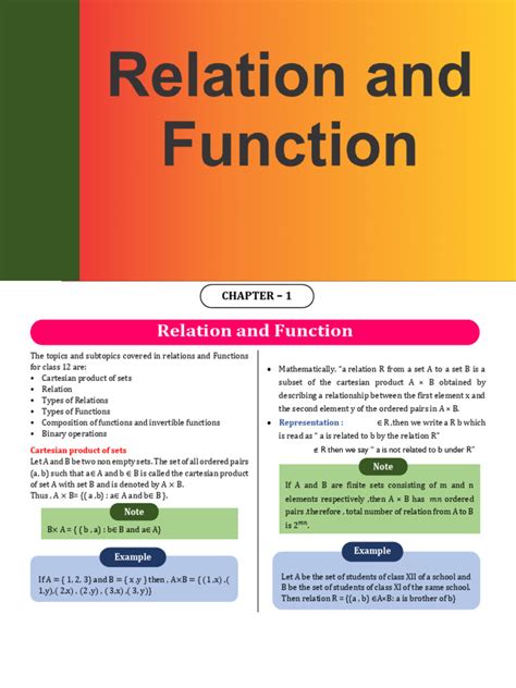 Relation And Functions Pdf Function Mathematics Set Mathematics