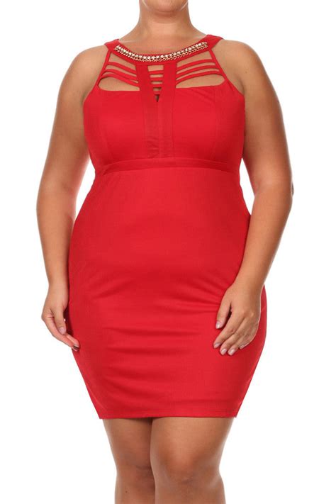 Plus Size Strappy Diamond Neckline Dress Plussizefix