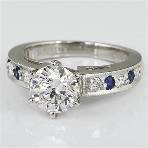 Milgrain and Pavé Sapphire Engagement Setting Adiamor