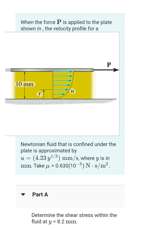 Solved Determine The Shear Stress Within The Fluid At Y