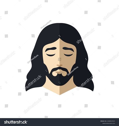 Face Jesus Christ Flat Design Isolated Stock Vector Royalty Free