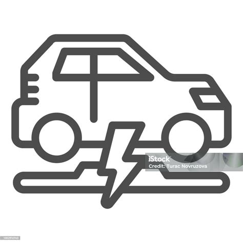 전기차 라인 아이콘의 무선 충전 전기자동차 컨셉 화이트 백그라운드의 전기자동차 충전점 표지판 차량 아이콘용 무선 충전소가 윤곽을 잡을 수 있습니다 벡터 개념에 대한 스톡