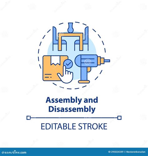 2d Simple Thin Linear Colorful Assembly And Disassembly Icon Stock