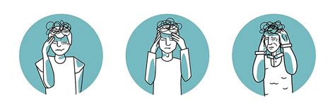Stressed Female Icons In Mint Color Female Suffer With Stress Person
