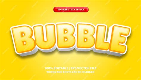 Premium Vector Bubble Editabel Text Effect Template Yellow Bold 3d