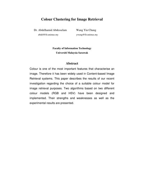 Pdf Color Clustering For Image Retrieval