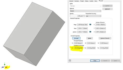 Solved Definition Of Rotation To Principal In Inertial Properties