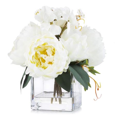 Cintbllter Mixed Artificial Silk Peony Flower Arrangement In Clear