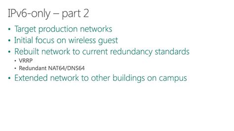 Ipv6 Only At Microsoft Microsoft It Marcus Keane Network Architect