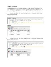 WEEK LAB Solutions Docx Week Lab Solutions Use SQL Developer To Execute SQL Commands To Do