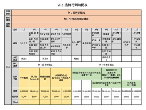 【品牌工具包 更新】2021品牌行銷時間表 內附excel檔 品牌通