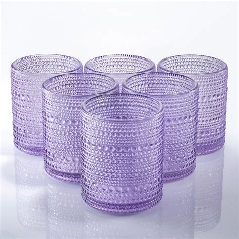 6 Pack Hobnail Drinking Glasses 10 Oz Thick Modern Glass