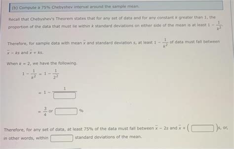 Solved B Compute A 75 Chebyshev Interval Around The