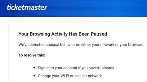 How To Fix Ticketmaster Your Browsing Activity Has Been Paused Error Music Feeds