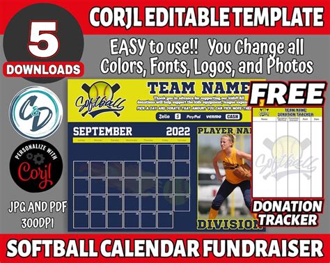 Softball Calendar Fundraiser Template