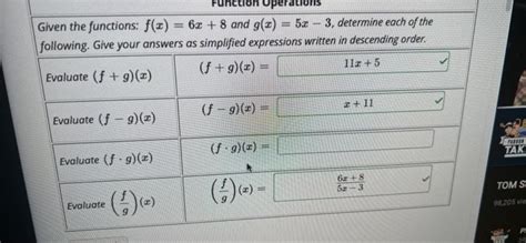 Solved Function Operations Given The Functions Fx 6x