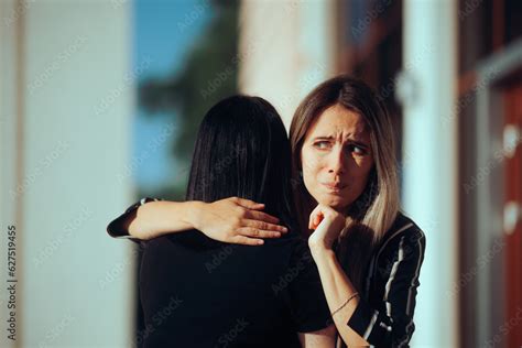 Woman Hugging Her Friend Having Mixed Feelings About Her Girl