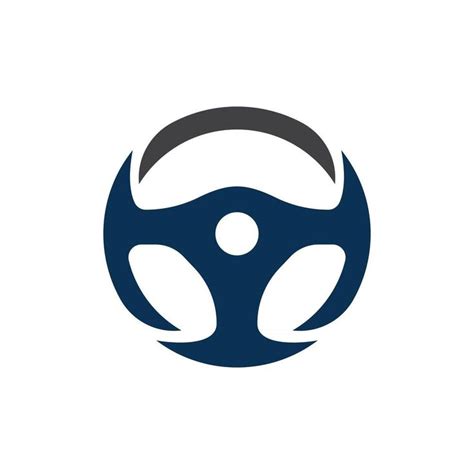The Steering Wheel Logo Is Shown In Blue And Black As Well As An Image