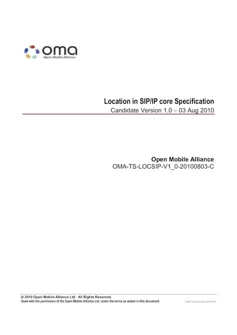 pdf location in sip ip core specification open mobile alliance