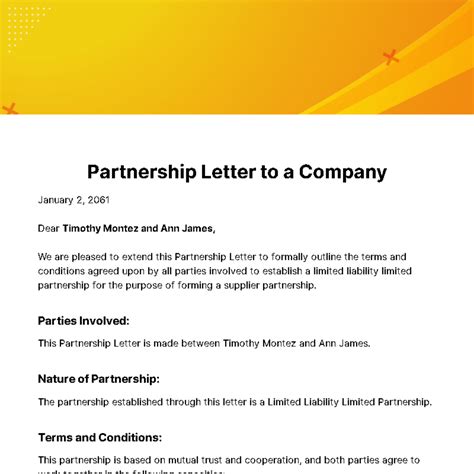 Free Partnership Letter To A Company Edit Online And Download