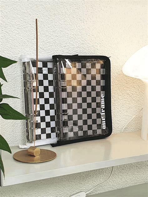 [빠른배송⚡]세컨드맨션 A5 6공 체커보드 모눈 그리드 노트 투명 바인더북 커버 세트 에이블리