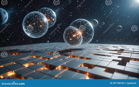 Abstract Gravitation Blocks Surreal Structures Levitating In Open