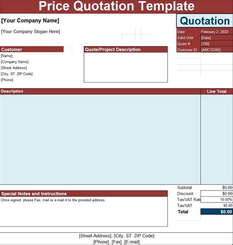 Free Quotation Template Excel Word Template Quotation Format 100