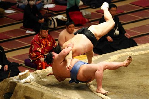 ＜大相撲初場所11日目＞隠岐の海（奥）の勇み足で勝利する正代（撮影・会津 智海） ― スポニチ Sponichi Annex スポーツ