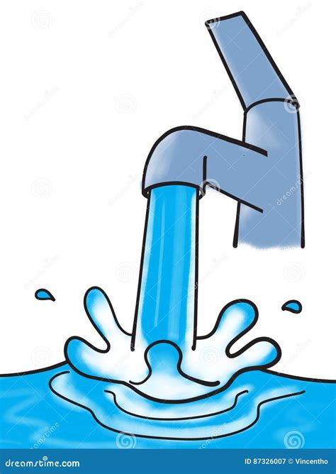 Illustrazione Corrente Del Fumetto Dell Acqua Di Rubinetto Moderna Del