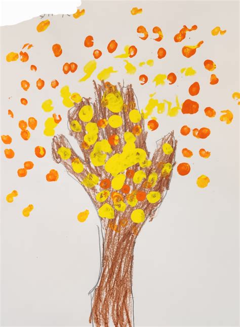 Pre K4 Fall Pointillism Trees