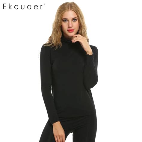 Ekouaer Women Long Johns Winter Thermal Cotton Breathable Ladies Slim