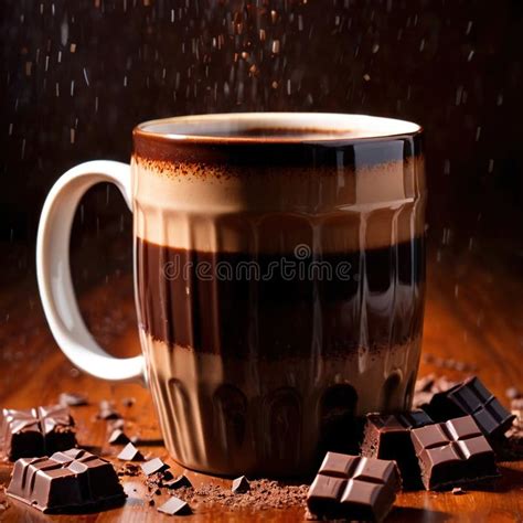 Hot Cocoa Mug With Chunks Of Chocolate Stock Illustration