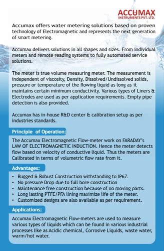 Stainless Steel Accumax Smart Electromagnetic Flow Meter Water At Rs 17000 In Bengaluru