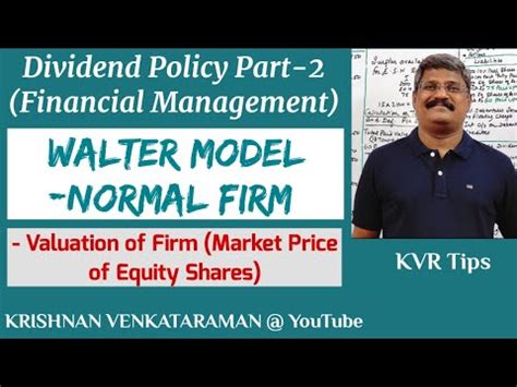 Walter Model Part 2 Normal Firm Dividend Policy Financial
