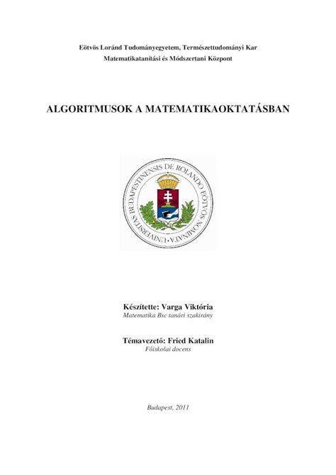Pdf Algoritmusok A MatematikaoktatÁsban · 2011 5 31 · Többféle
