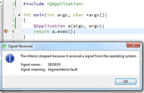 C Sigsegv Error While Debugging In Qt Creator Stack Overflow