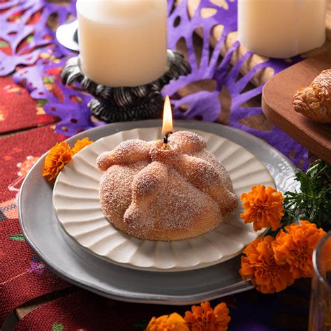 Pan De Muerto Candle Day Of The Dead Bread Candle Día De Los Muertos