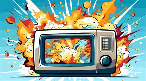Exploding Microwave Cartoon Vector Illustration Premium Ai Generated
