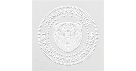 Bear Head Baring Teeth 2 Name Return Address Embosser Zazzle