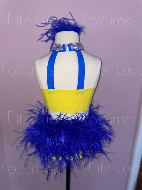 Custom Dance Costume Sassy Jazz Musical Theater Yellow Blue 2 Piece