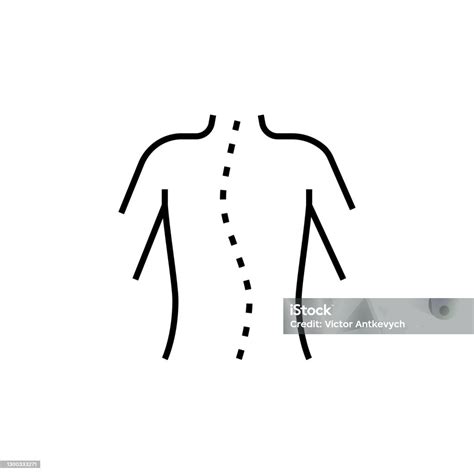 척추측만증 아이콘 척추 기형 벡터 일러스트레이션 흰색 배경에 정형 외과 질병의 고립 된 윤곽 0명에 대한 스톡 벡터 아트 및