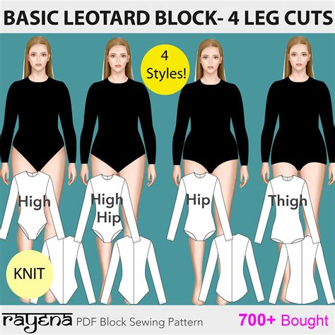 Basic Leotard Sewing Pattern Block 4 Leg Cuts Catsuit Costume Pdf Bodysuit Gymnastics Leotard