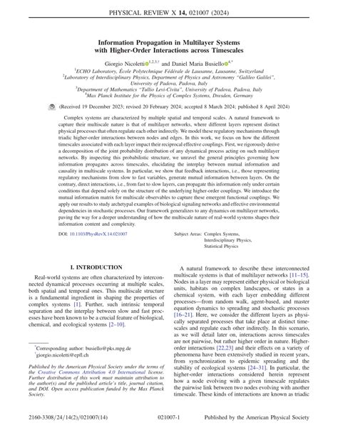 Pdf Information Propagation In Multilayer Systems With Higher Order