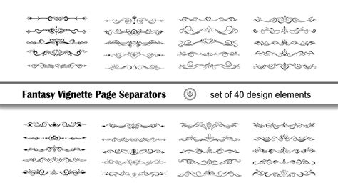 40 Fantasy Text Delimiters Borders Vignettes 45068466 Vector Art At