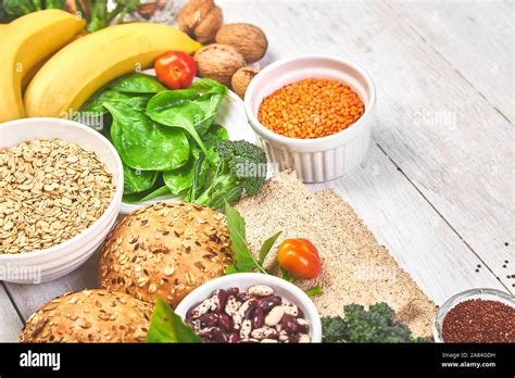 Set Of High Dietary Fibre Health Food Product Concept With Fruit